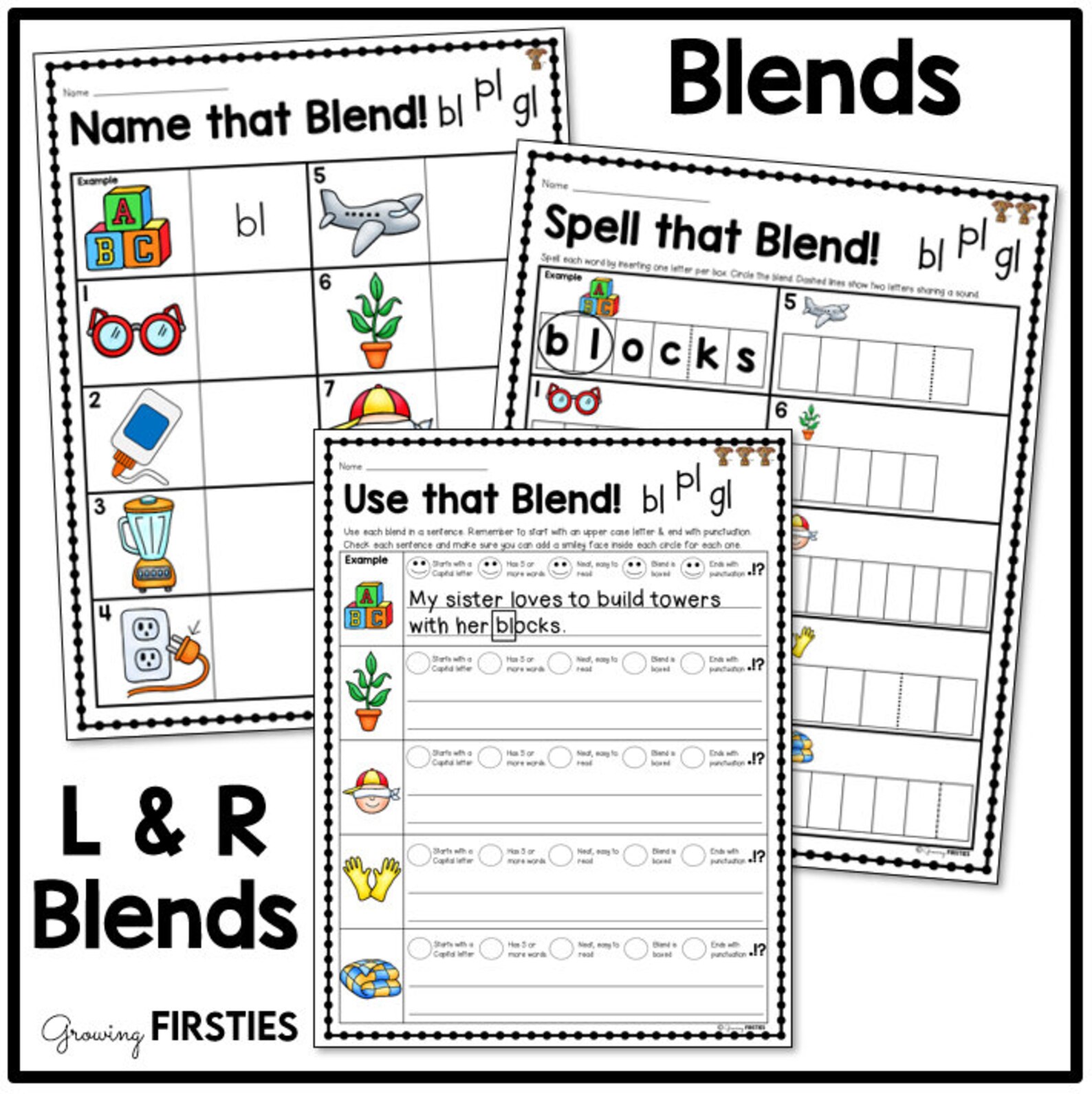 Initial Consonant Blends Practice L Blends R Blends Beginning Blends ...