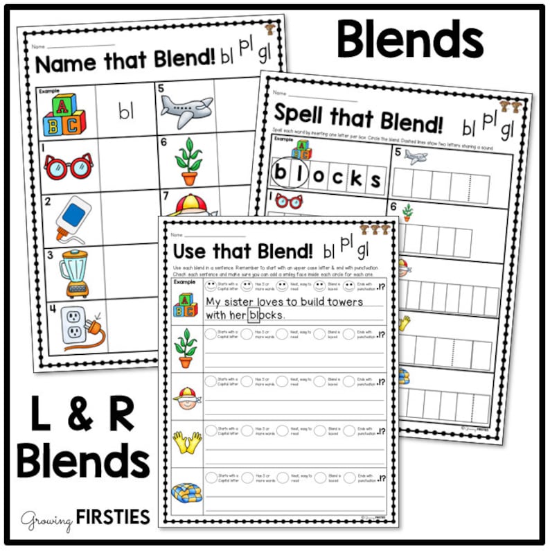Initial Consonant Blends Practice L Blends R Blends Beginning Blends ...