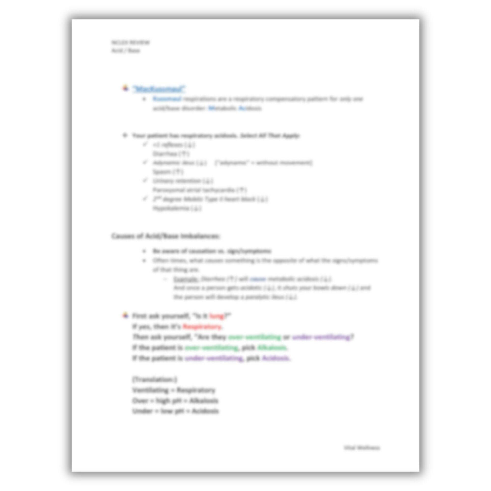 Acid / Base Imbalances Study Guide Bundle; Respiratory, Metabolic ...