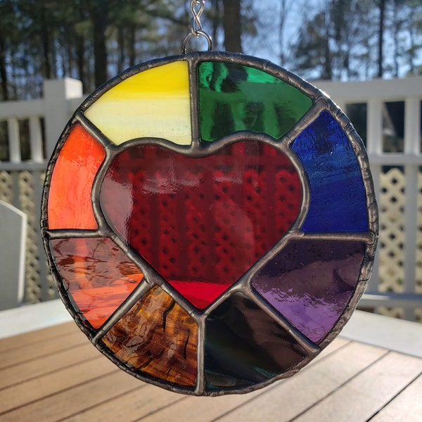 Stained Glass Rainbow Heart - Etsy