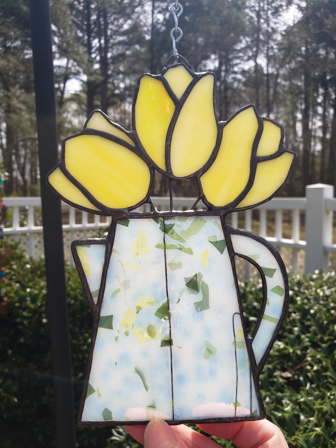 Stained Glass Coffee Pot With Tulip Flowers/mother's Day Gift/vintage ...