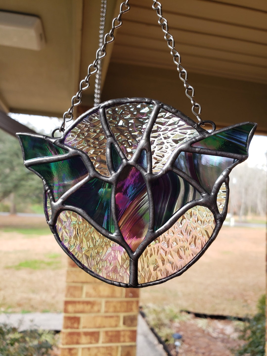 Stained Glass Bat With Full Moon Suncatcher - Etsy