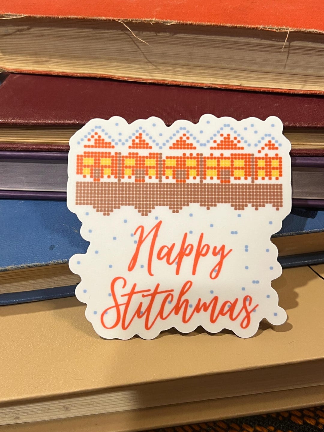 Happy Stitchmas, Cross Stitch Sticker - Etsy