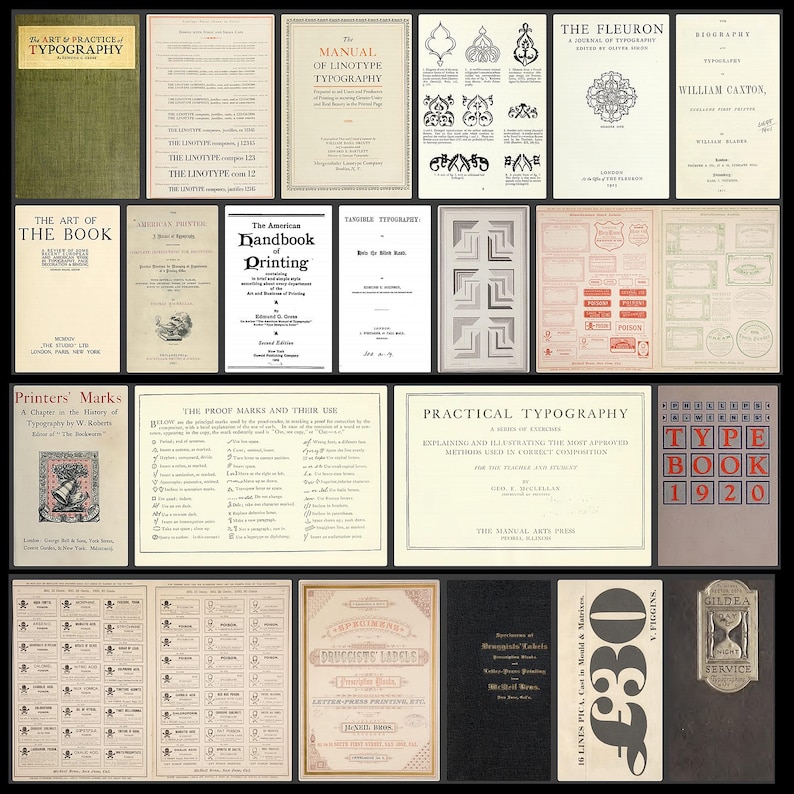 100 RARE TYPOGRAPHY BOOKS: Specimen Catalogs, Typesetting, Type ...
