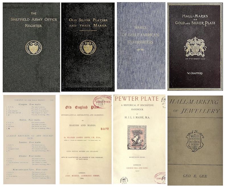 GOLD & SILVER HALLMARKS - 25 Old Books - Goldsmith, Silversmith Stamps ...