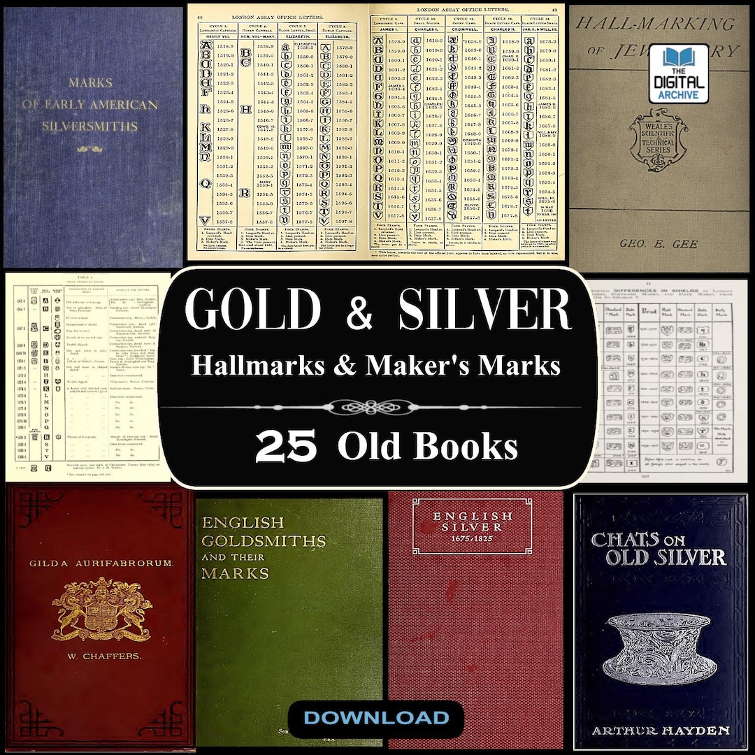 GOLD & SILVER HALLMARKS - 25 Old Books - Goldsmith, Silversmith Stamps ...