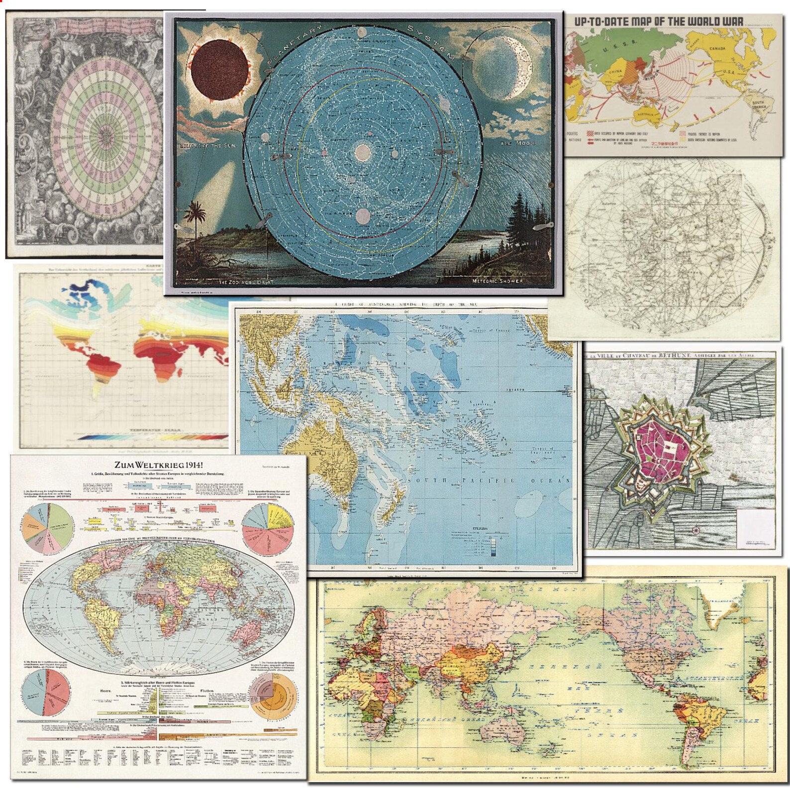 332 VINTAGE MAPS & CHARTS - World, America, Europe, Asia, Maps, Star ...