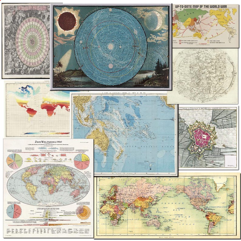 332 VINTAGE MAPS & CHARTS - World, America, Europe, Asia, Maps, Star ...
