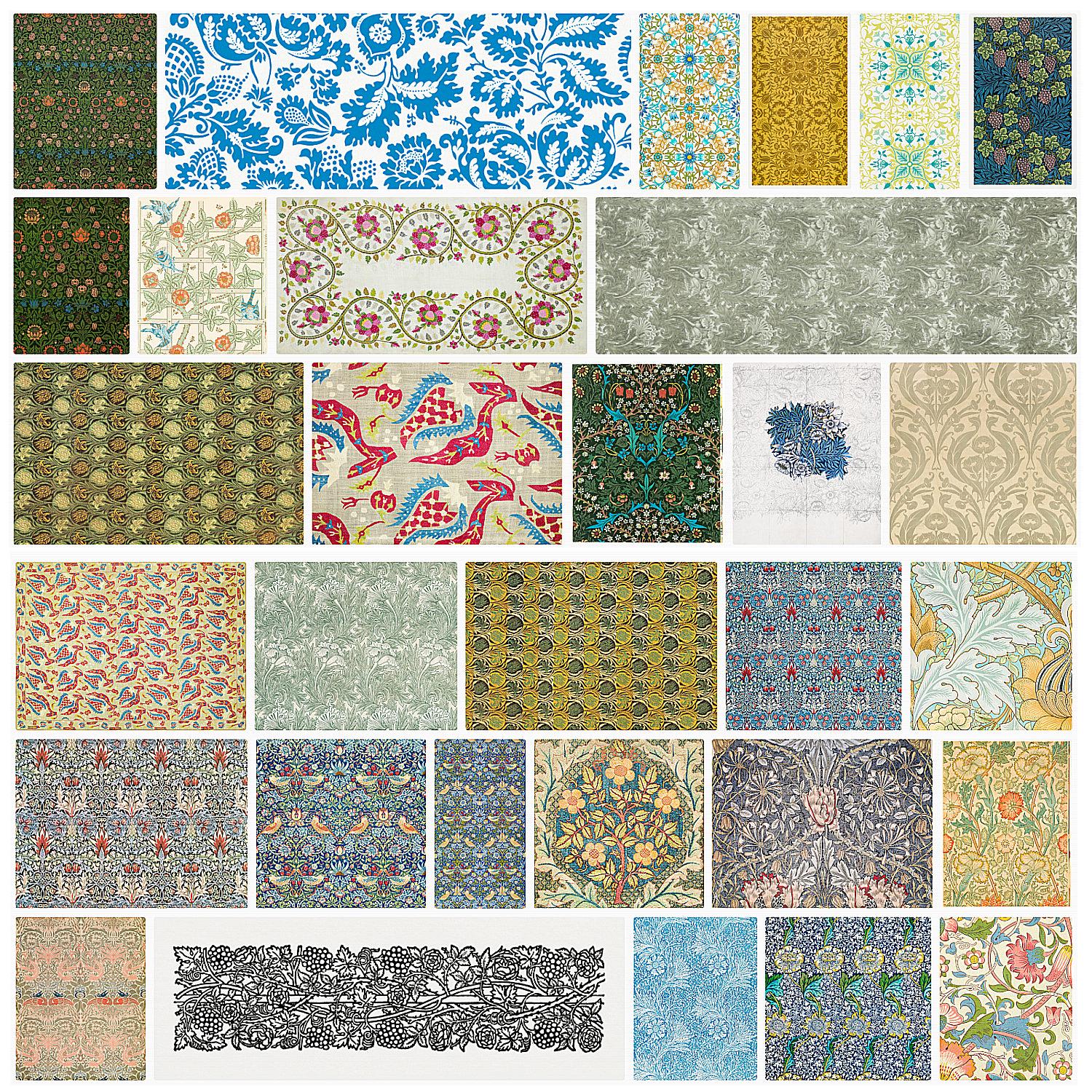 100 WILLIAM MORRIS Famous Pattern Collection - Printable, High ...