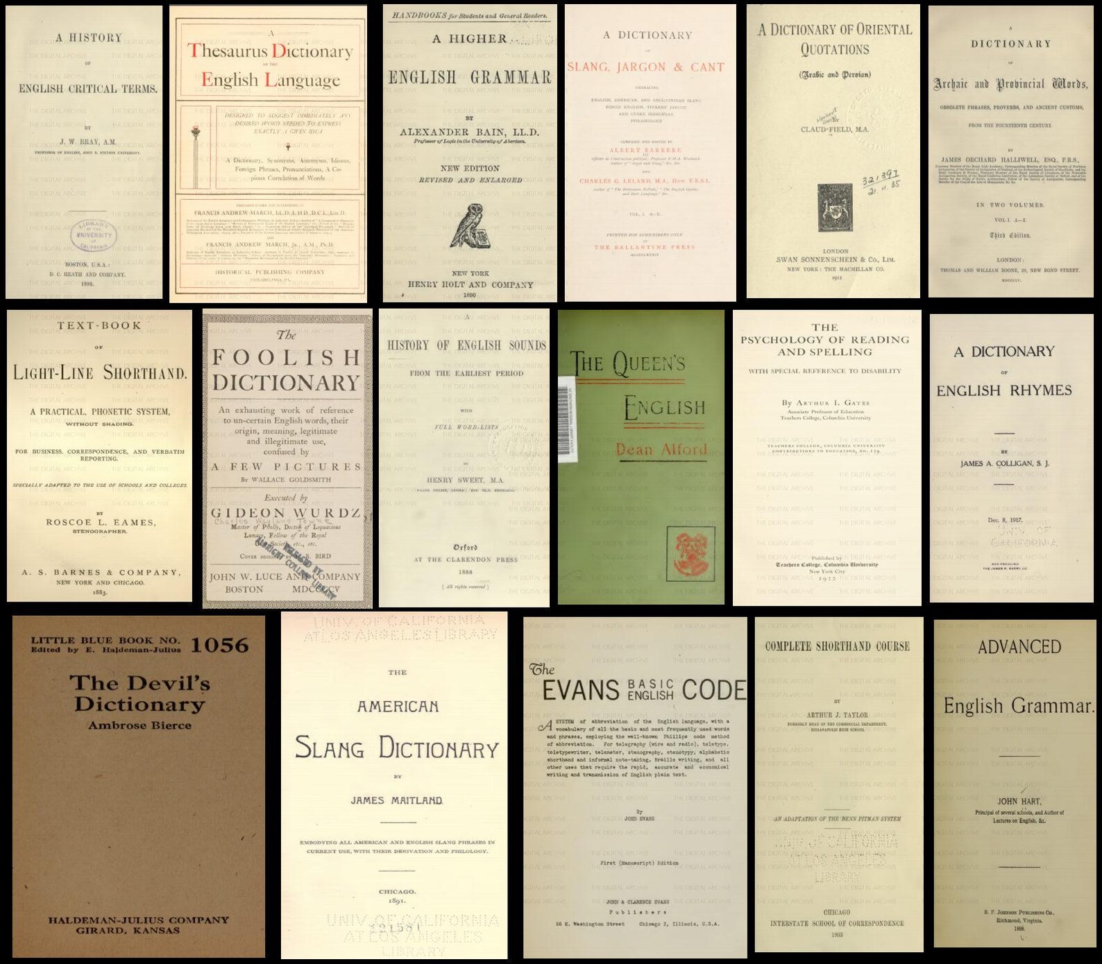 205 Rare English Language Books: Dictionaries, Thesaurus, Slang ...