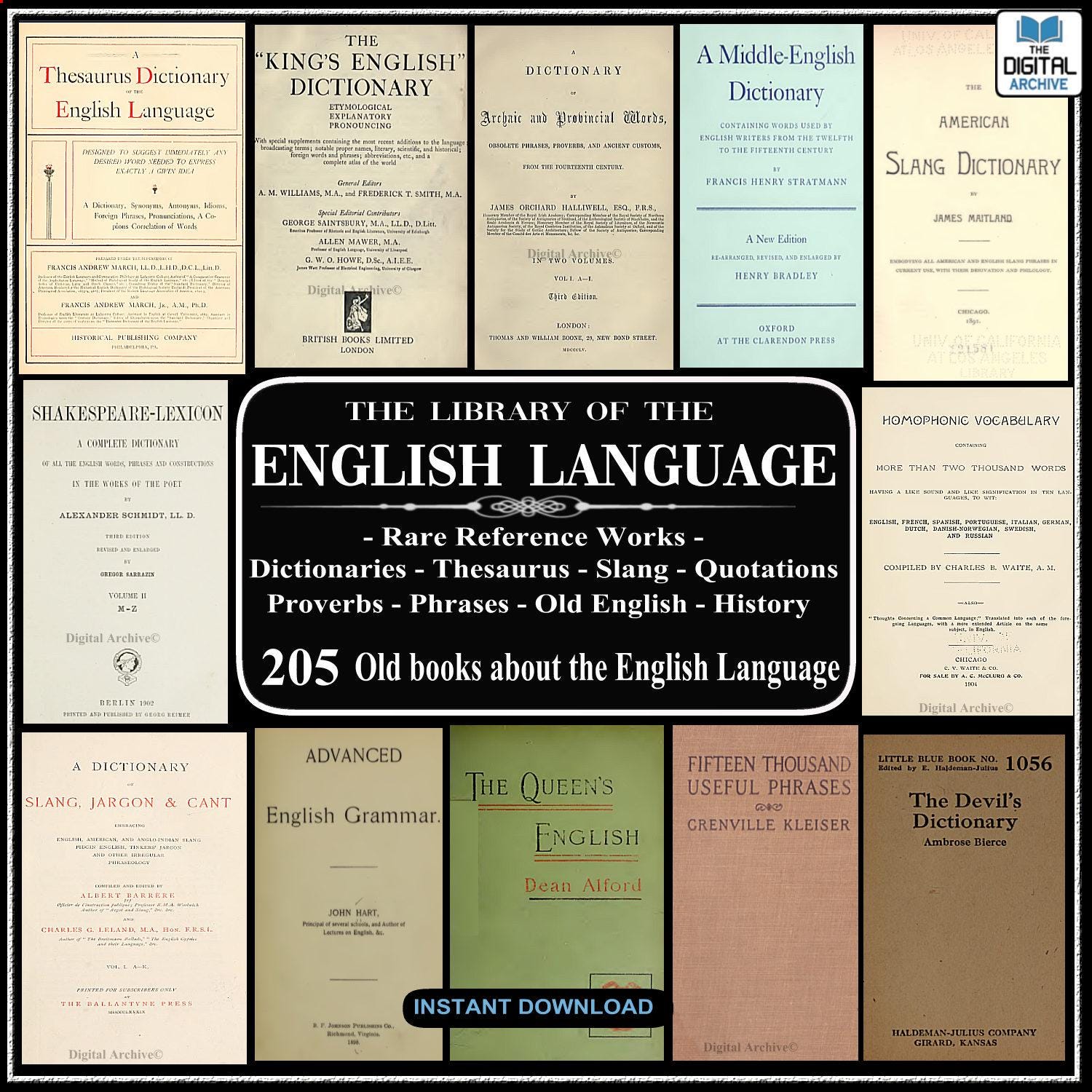 205 Rare English Language Books: Dictionaries, Thesaurus, Slang ...