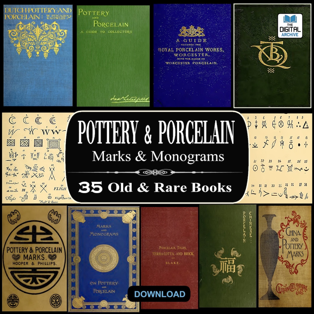 POTTERY & PORCELAIN - 35 Rare Vintage Books - Marks, Monograms, Factory ...
