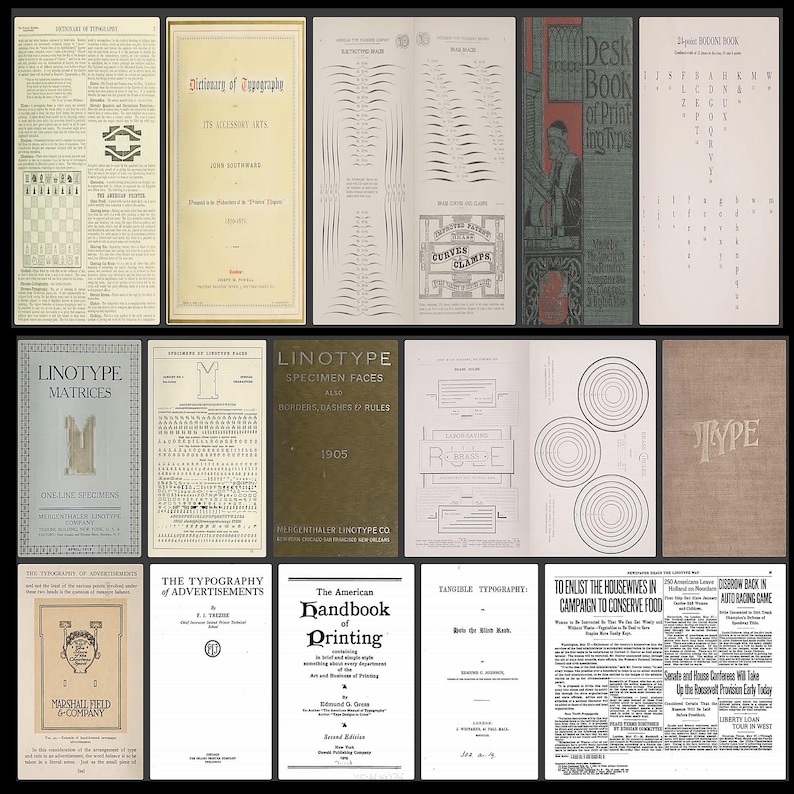 100 RARE TYPOGRAPHY BOOKS: Specimen Catalogs, Typesetting, Type ...