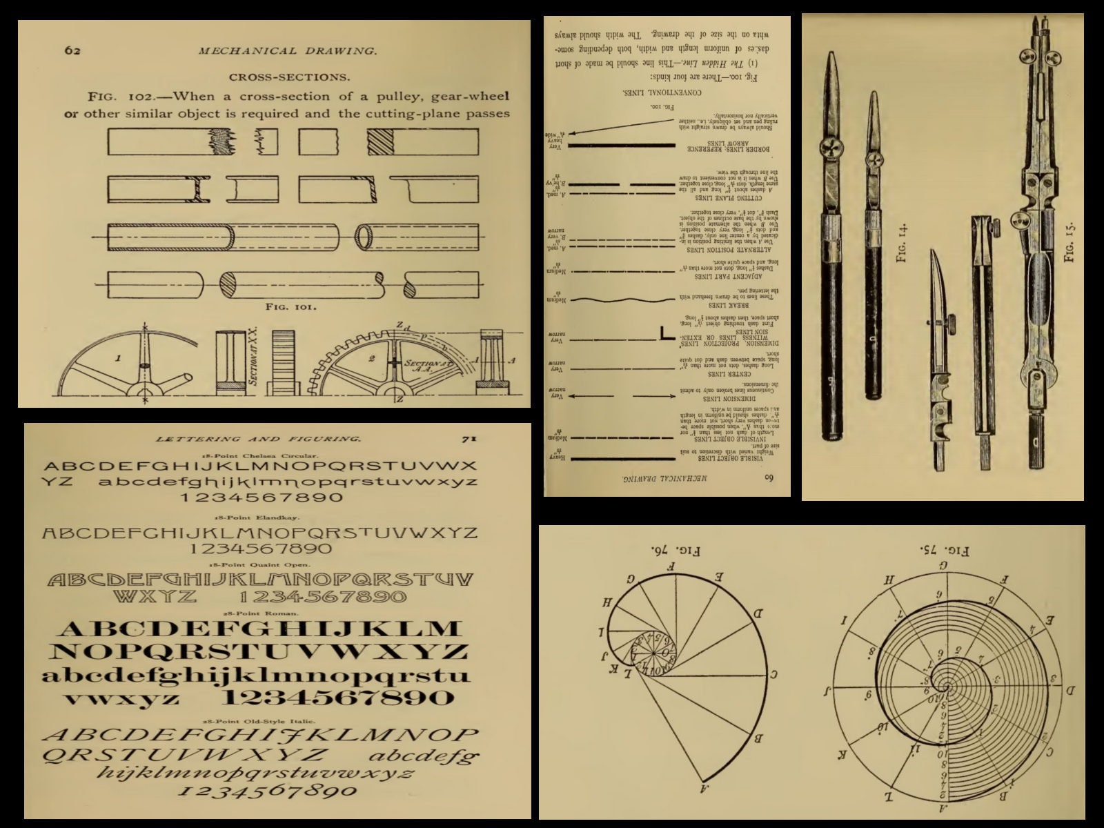 Technical Drawing & Drafting 306 RARE BOOKS Engineer Draftsman Blue ...
