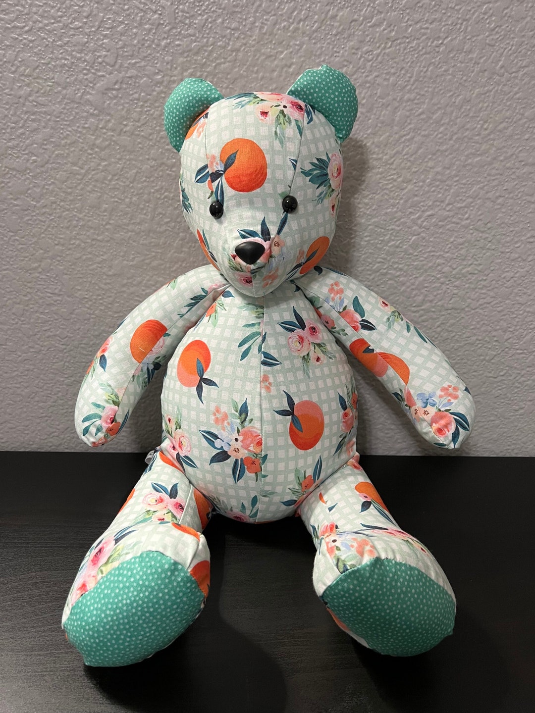 Teddy Bear Green Peaches Print - Etsy