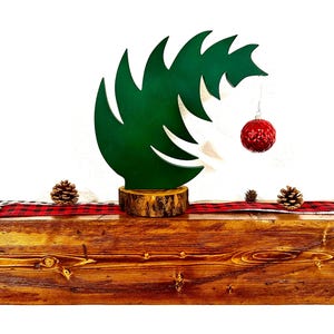 Large Leaning Grinch Style Christmas Tree, Live Edge Tree Trunk Base ...
