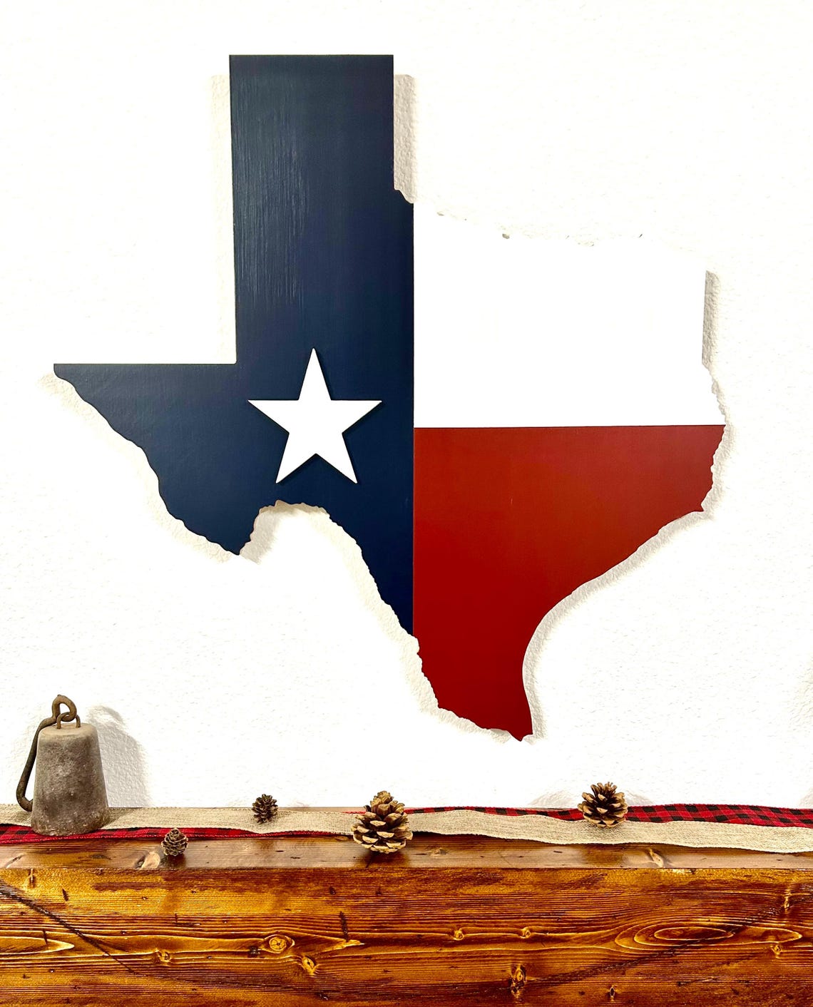 Wooden State of Texas Outline Stained in Texas Flag Color, Texas Themed ...