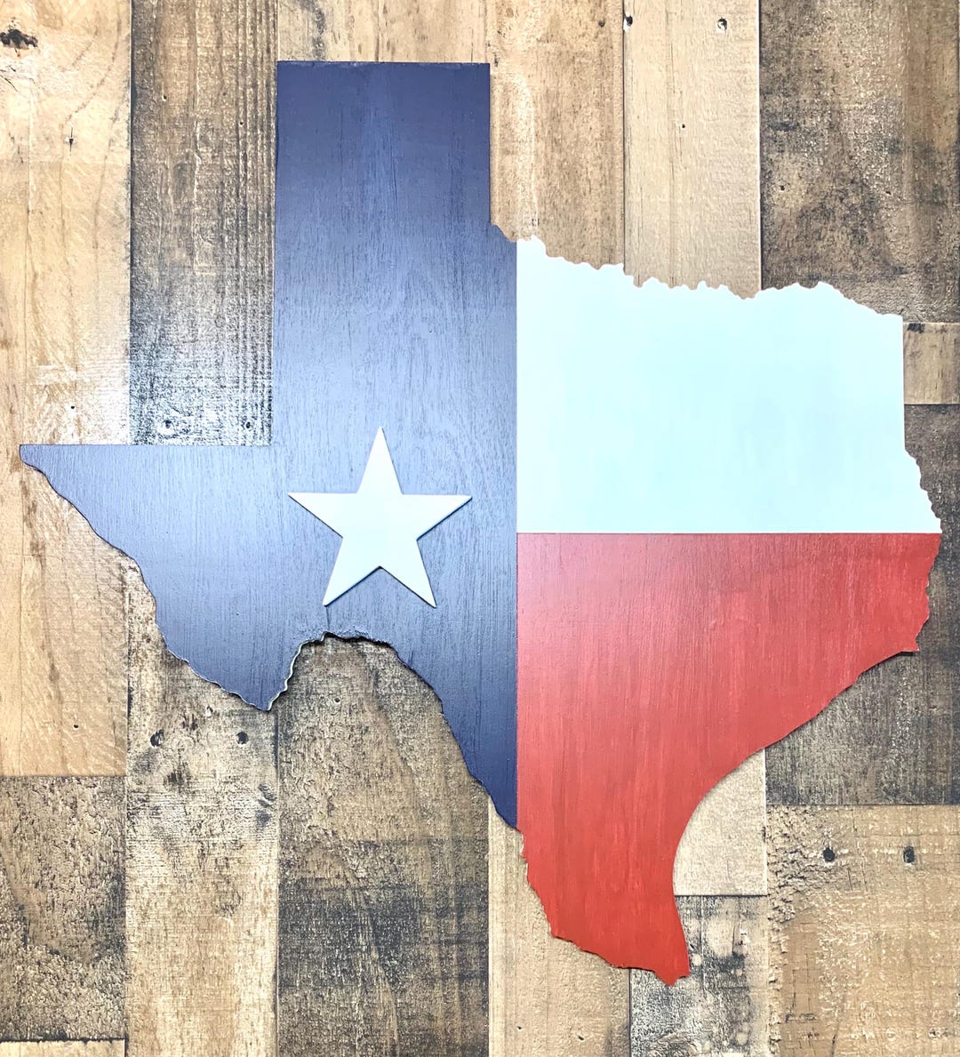 Wooden State of Texas Outline Stained in Texas Flag Color, Texas Themed ...