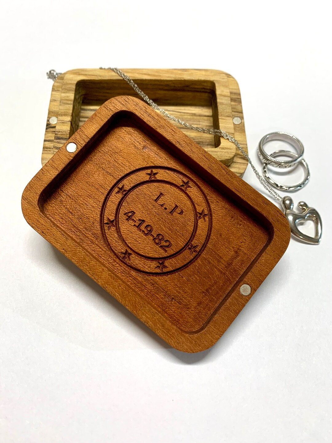 Mahogany Small Magnetic Box, Trinket Box, Small Gift Box, Stash Box ...