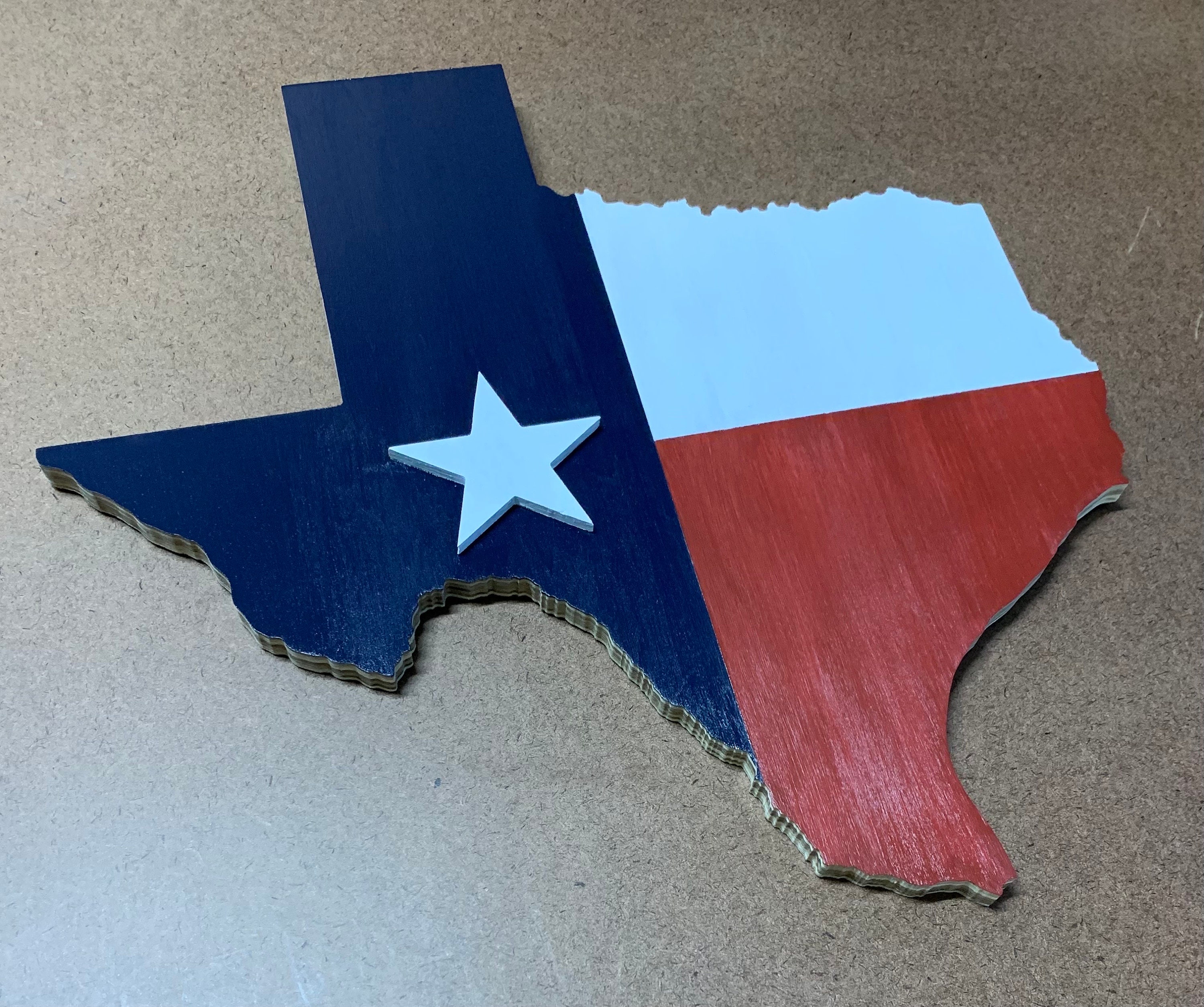 Wooden State of Texas Outline Stained in Texas Flag Color, Texas Themed ...