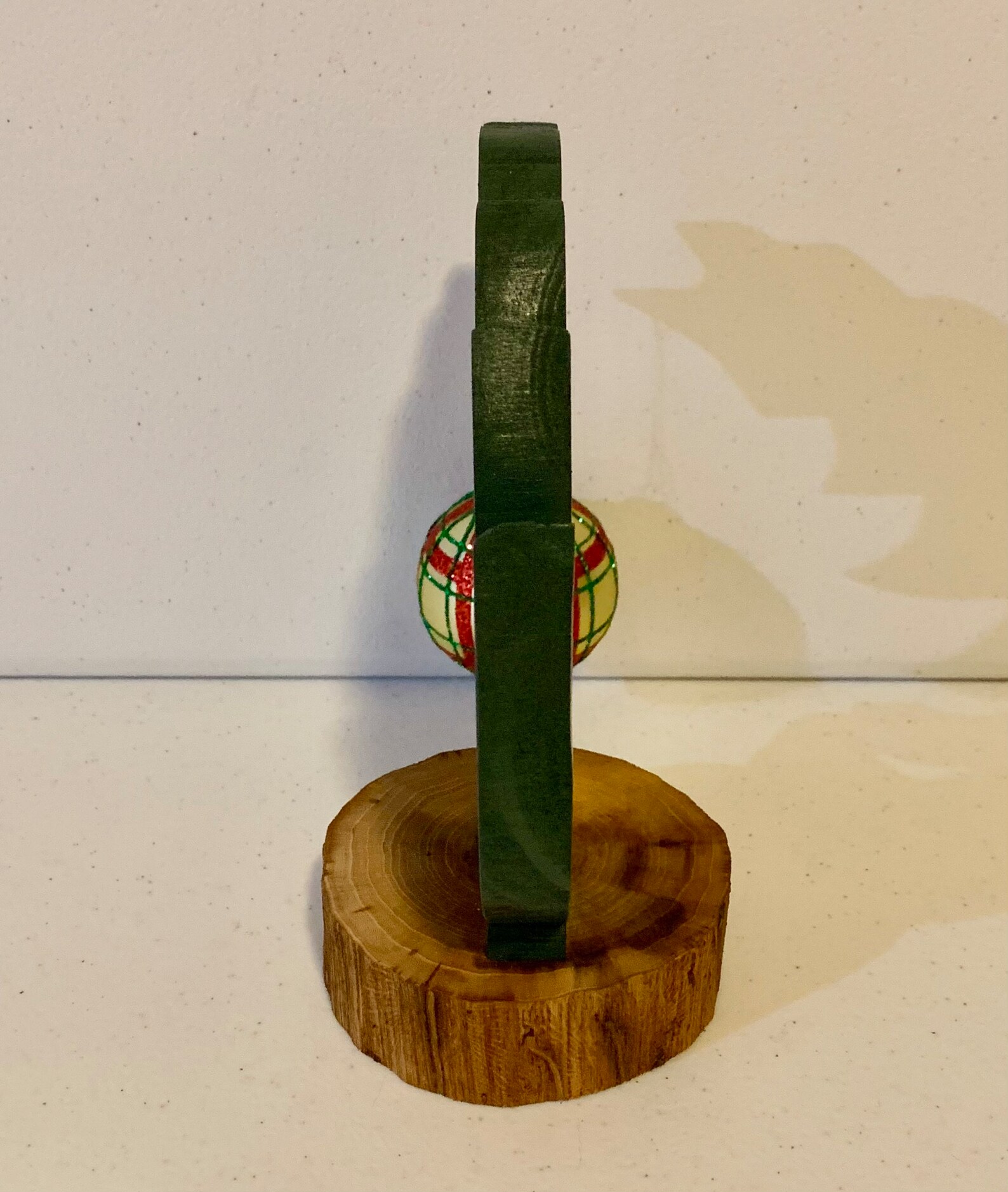 Small Leaning "grinch Style" Christmas Tree With Natural Tree Trunk ...