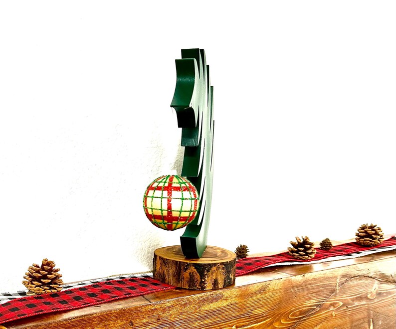 Large Leaning Grinch Style Christmas Tree, Live Edge Tree Trunk Base ...