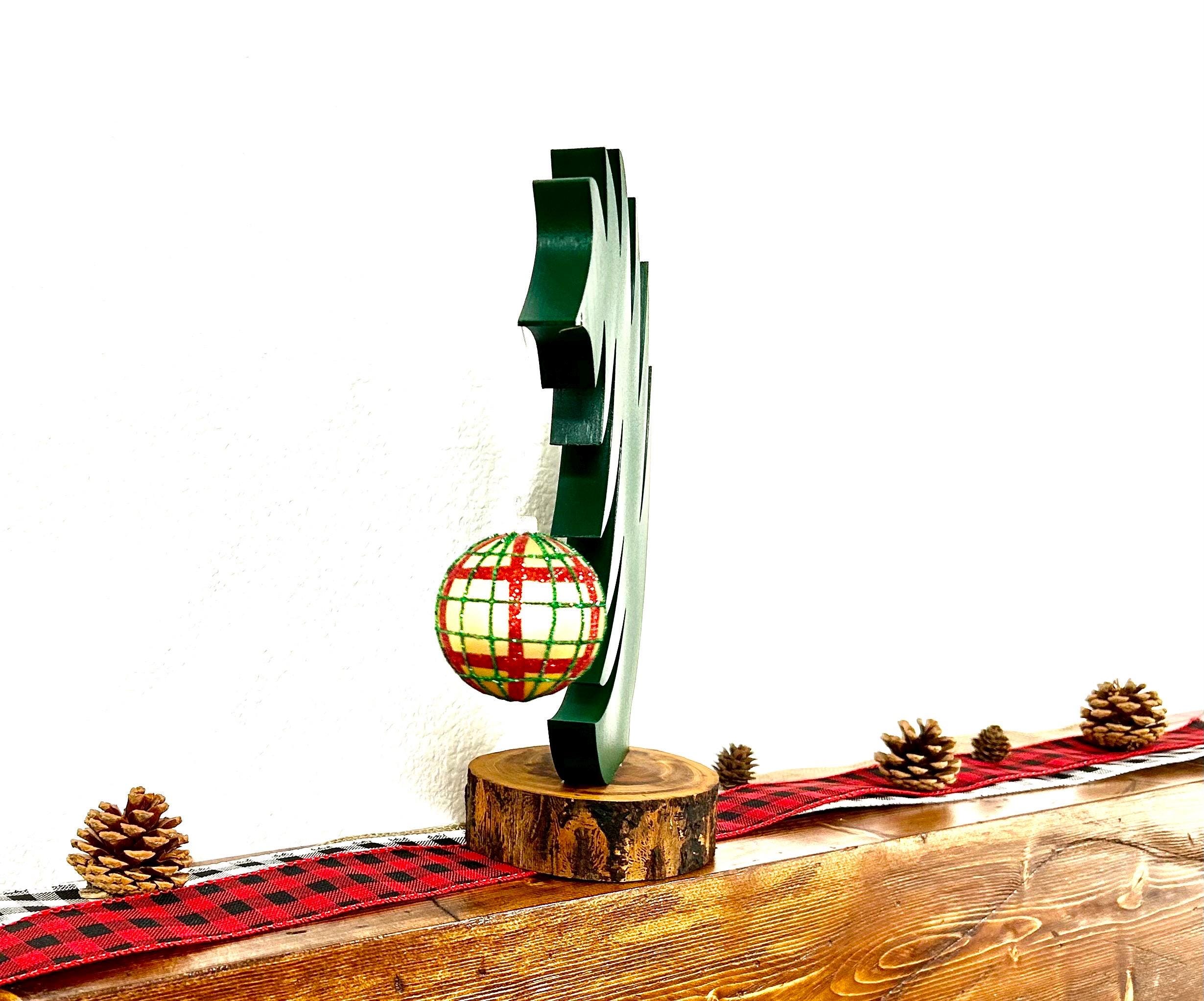 Large Leaning Grinch Style Christmas Tree, Live Edge Tree Trunk Base ...