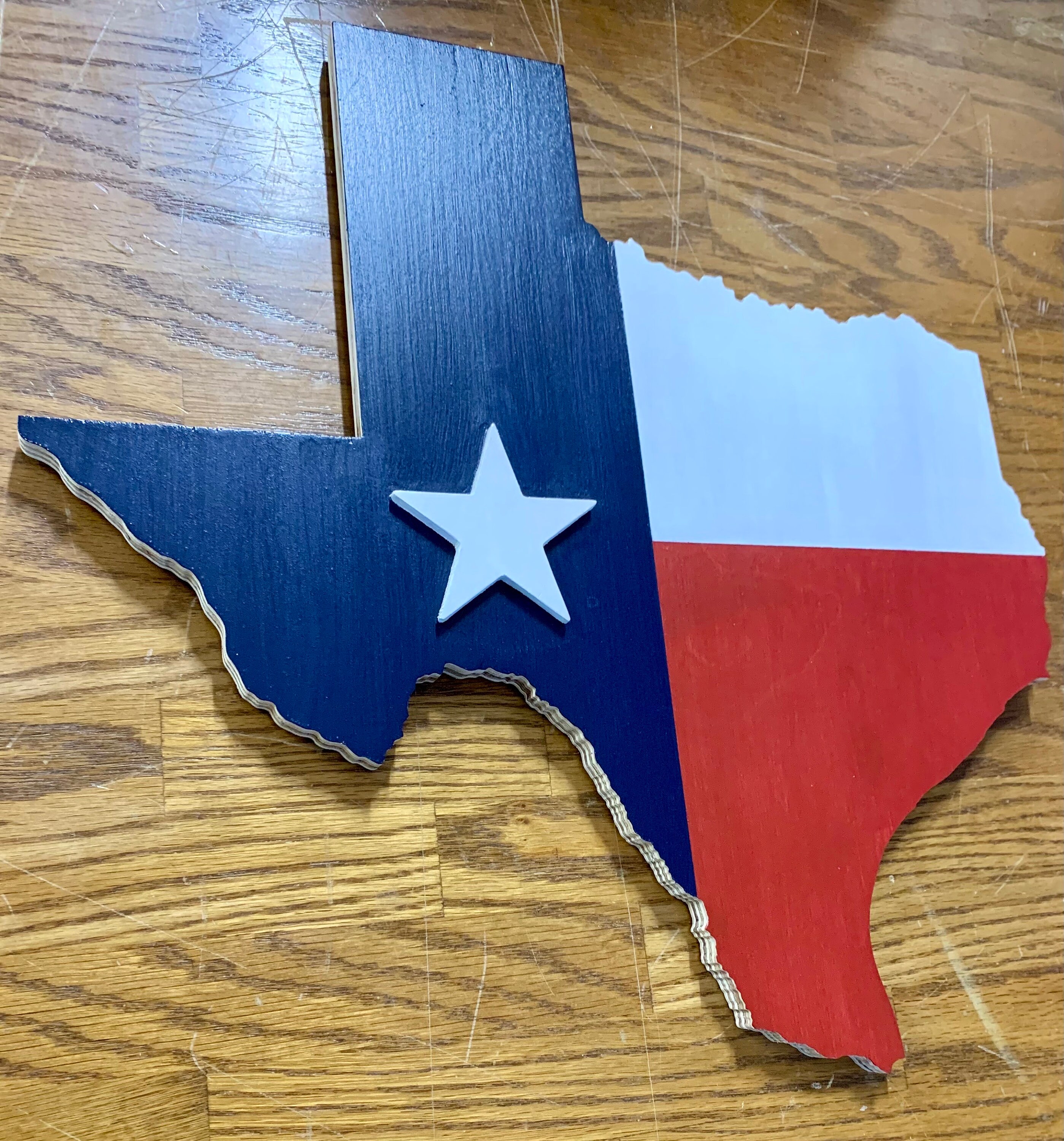 Wooden State of Texas Outline Stained in Texas Flag Color, Texas Themed ...