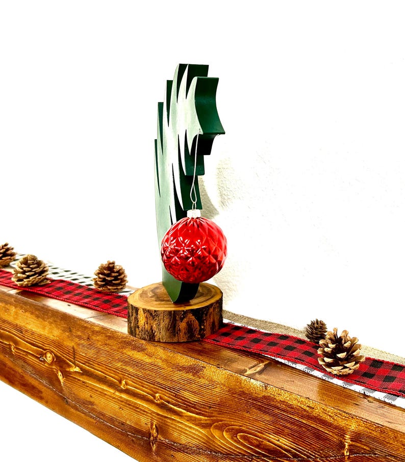 Large Leaning Grinch Style Christmas Tree, Live Edge Tree Trunk Base ...