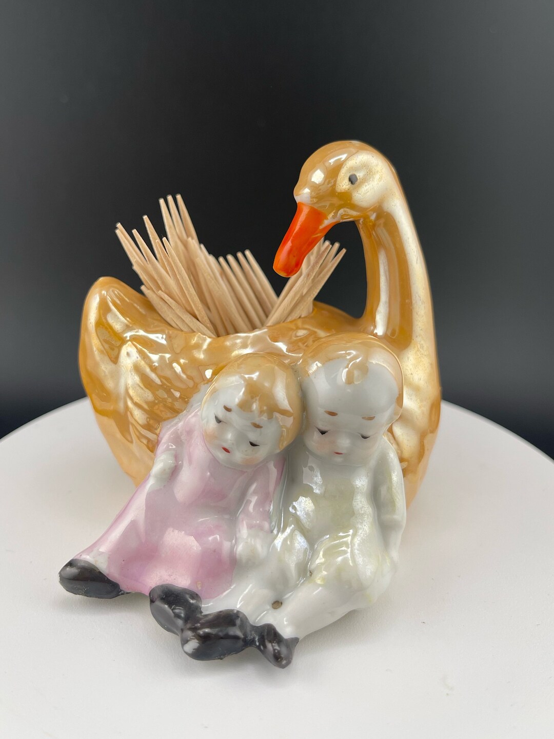 Vintage Lusterware Swan Toothpick Holder Airplant Display Ashtray ...