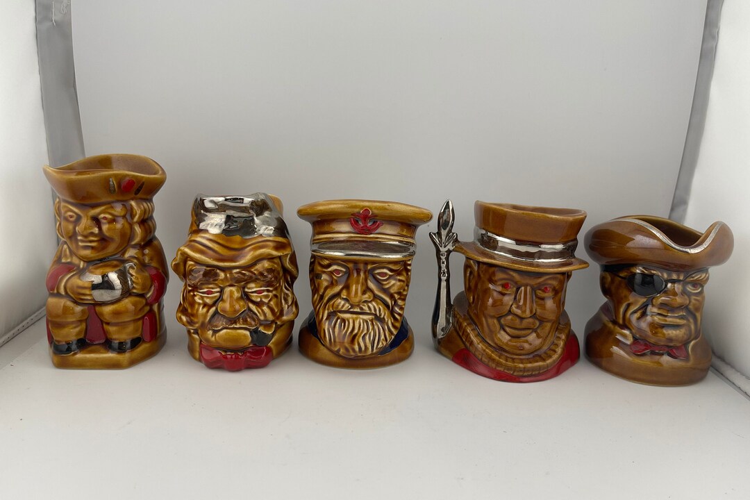 5 Vintage Toby Mug Jug Stein, Lord Nelson Pottery, Vintage Drinking Mug ...
