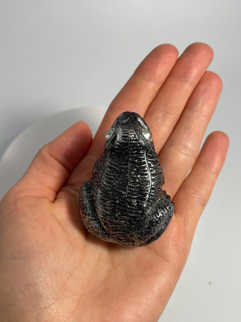 Vintage Plastic Metallic Silver Frog Figurine Gothic Frog Sparkly Eyes ...