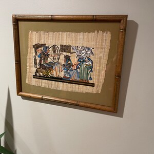 Egyptian Painting on Papyrus "tutankhamon Hunting Birds" Vintage Wooden ...