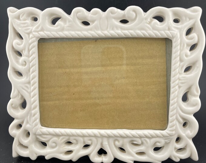 Vintage Porcelain Picture Frame White - Etsy