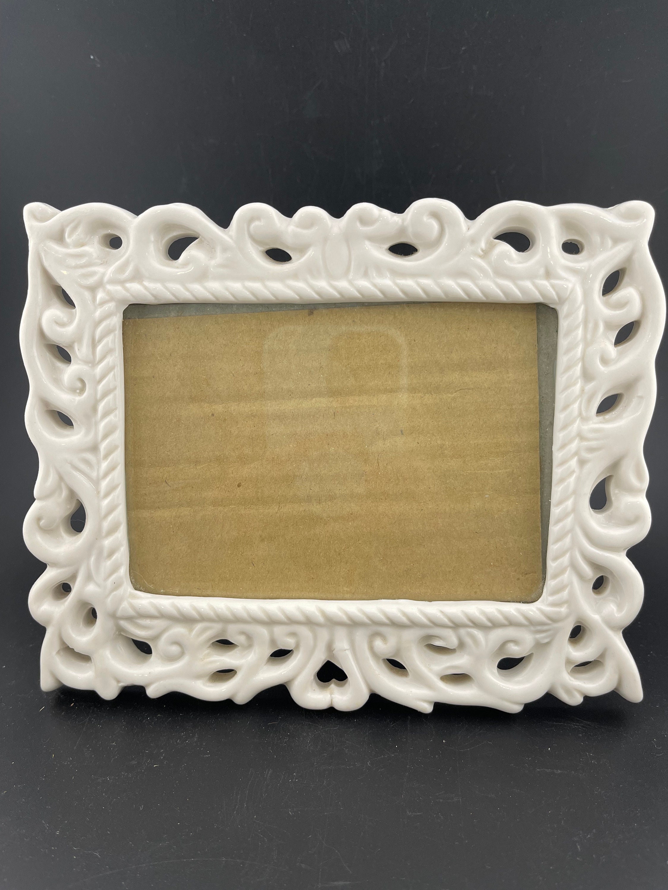 Vintage Porcelain Picture Frame White - Etsy