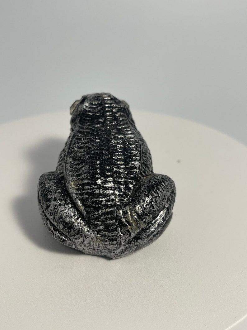 Vintage Plastic Metallic Silver Frog Figurine Gothic Frog Sparkly Eyes ...