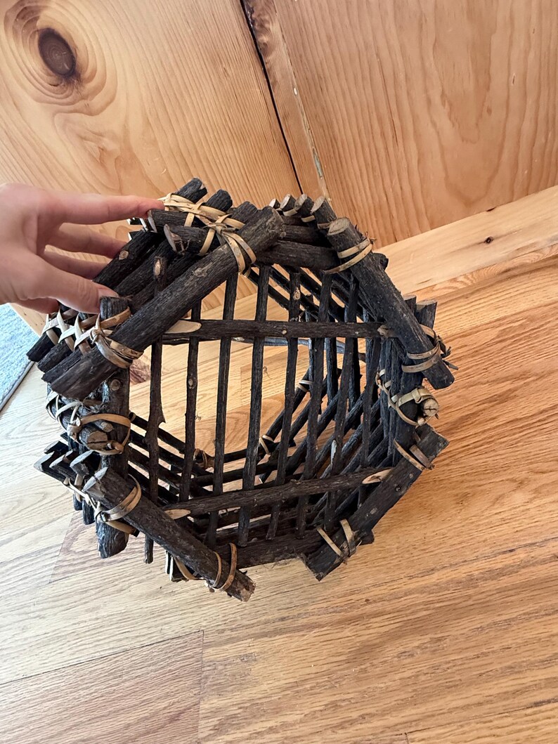Vintage Primitive Rustic Black Stick Twig Basket - Etsy