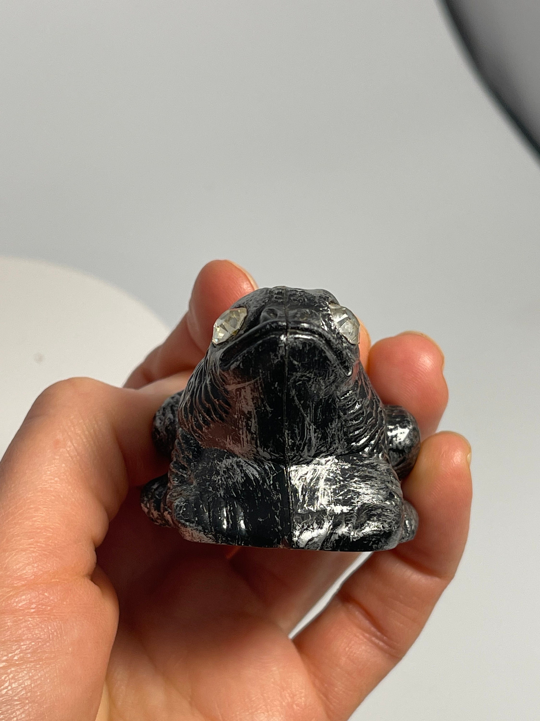 Vintage Plastic Metallic Silver Frog Figurine Gothic Frog Sparkly Eyes ...