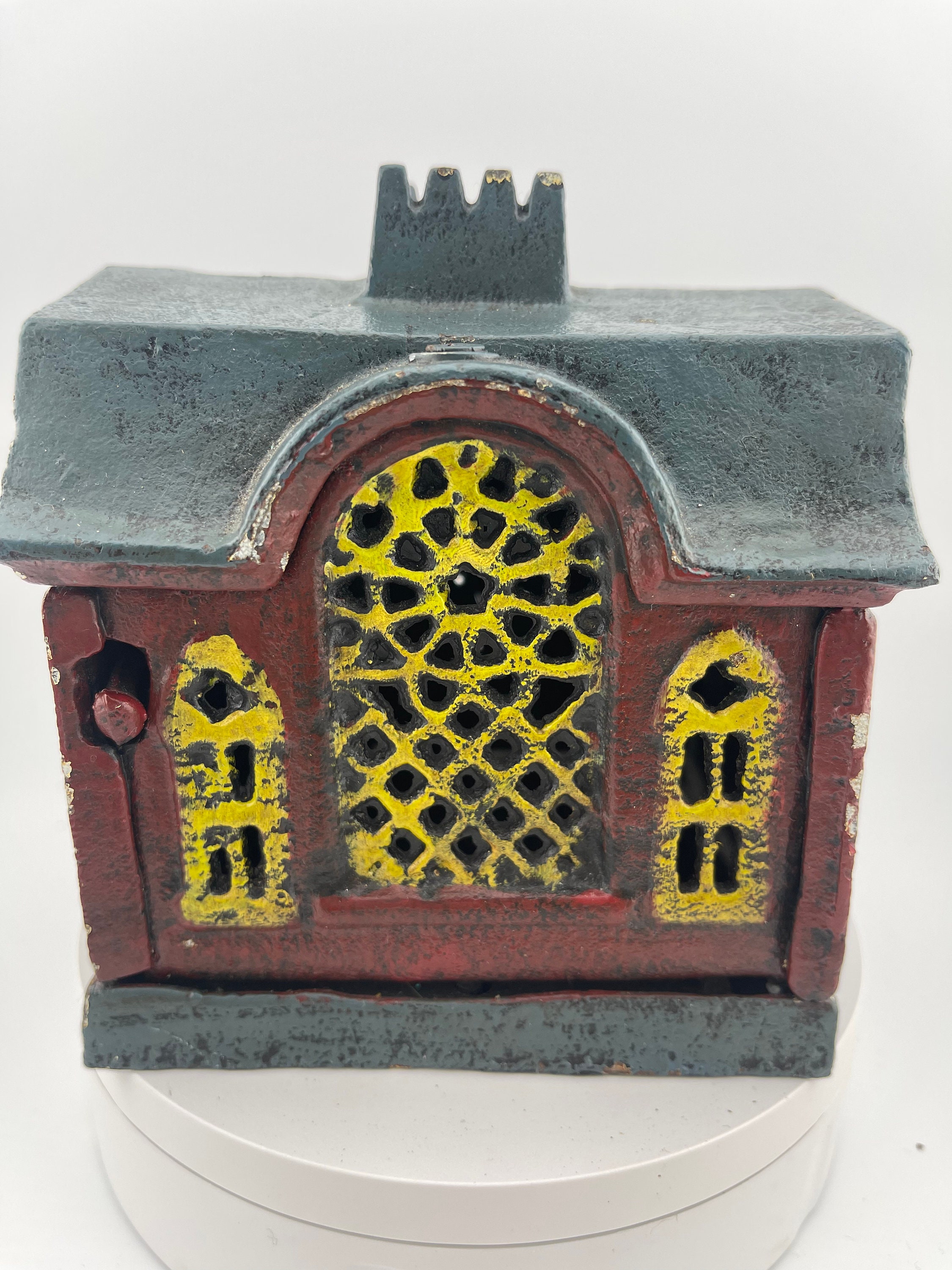 Vintage Magic Mechanical Bank Coin Piggy Bank Cast Iron Rotating Door ...
