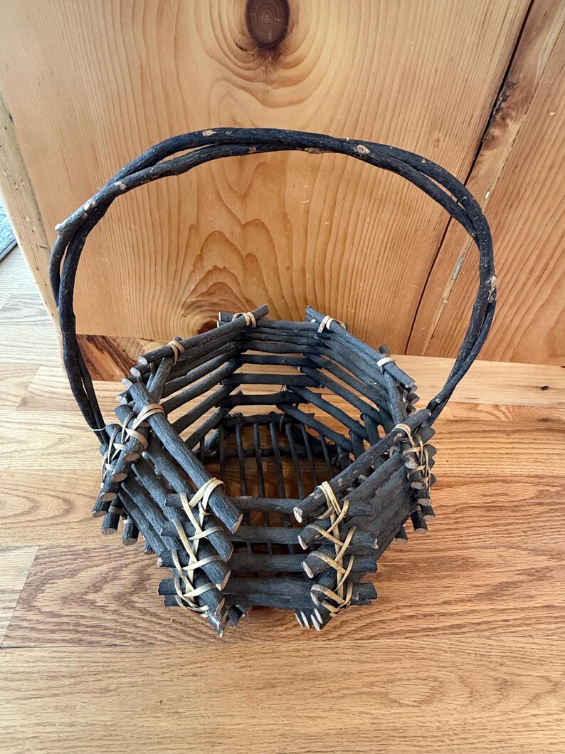Vintage Primitive Rustic Black Stick Twig Basket - Etsy