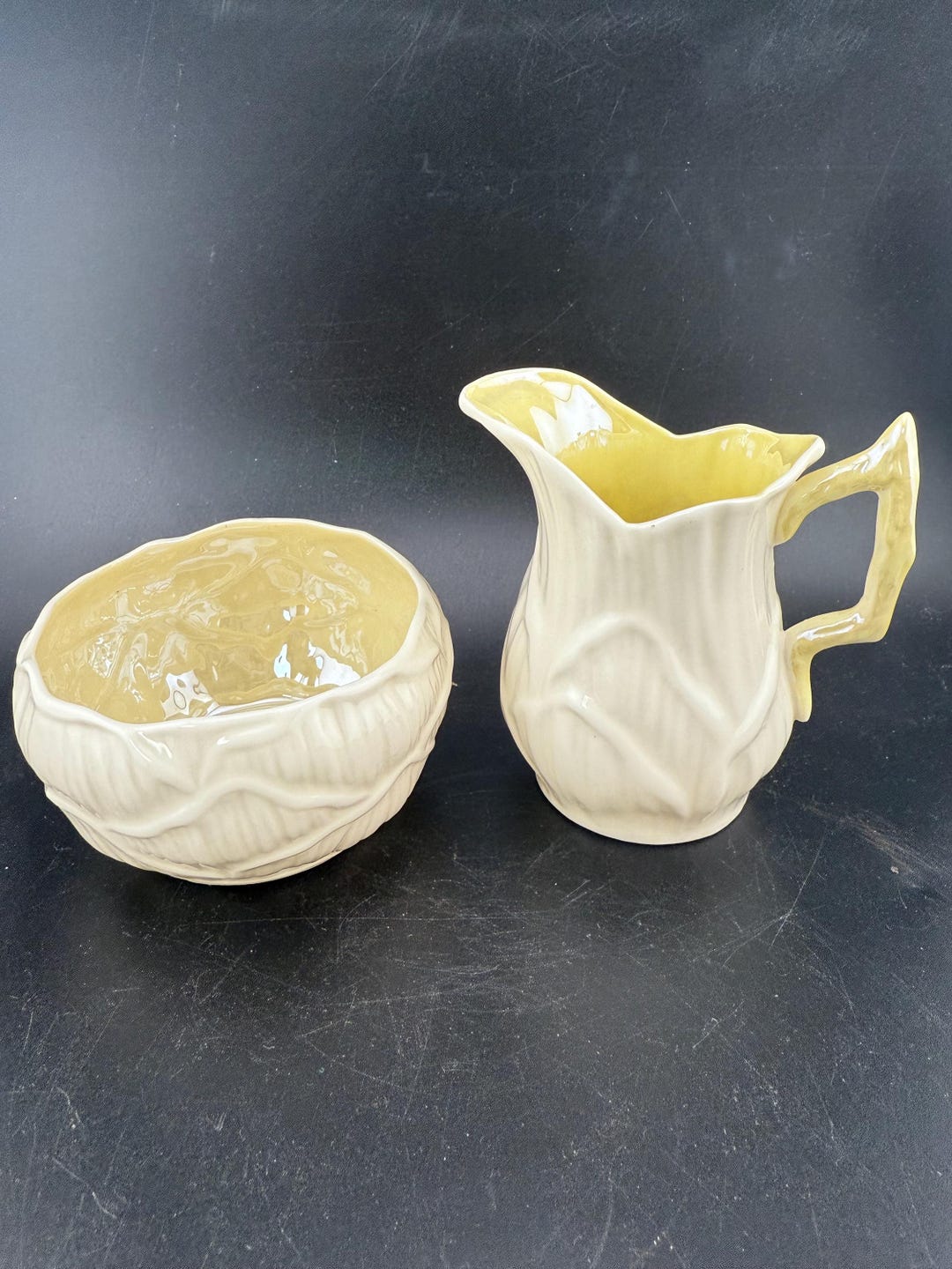 Vintage Irish Fine China Creamer & Sugar Bowl Belleek Luster Lily ...