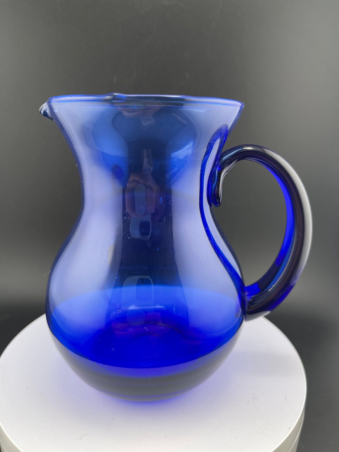Vintage Glass Cobalt Blue Mini Pitcher, Cobalt Blue Water Carafe ...