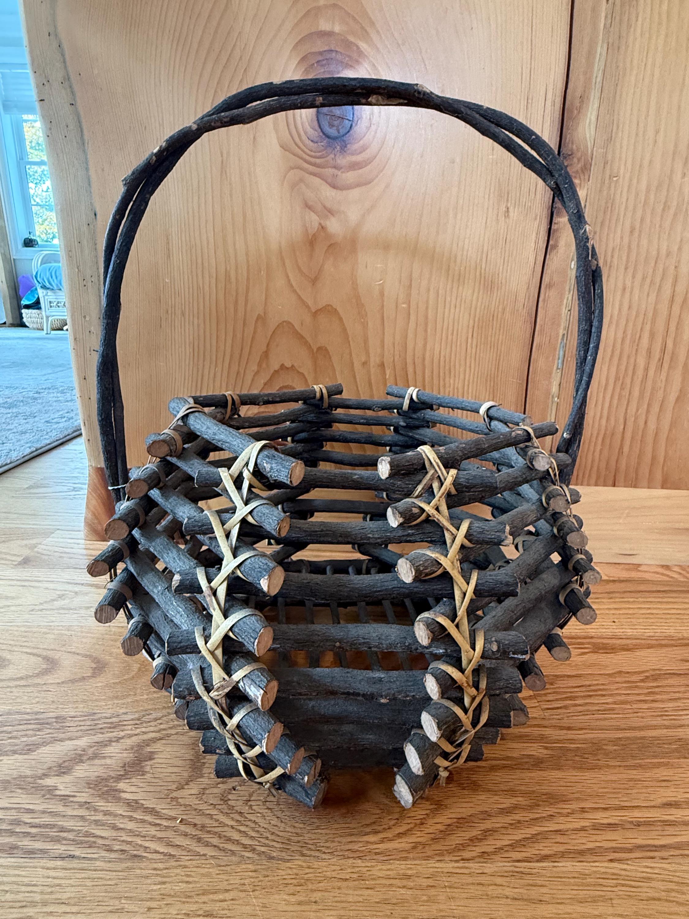 Vintage Primitive Rustic Black Stick Twig Basket - Etsy