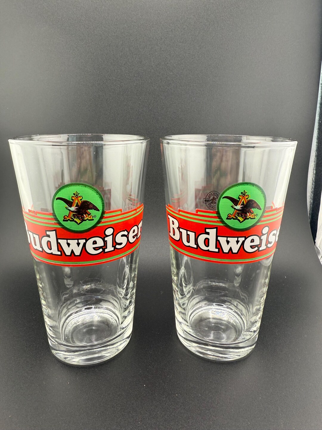 Vintage Budweiser Beer Glasses Set of 2 Red Green Eagle 16 Oz - Etsy