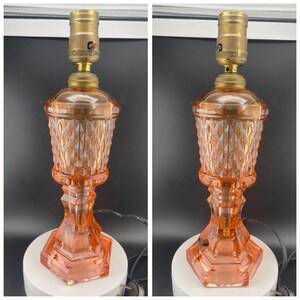Vintage Depression Era Pink Glass Lamp 1930s WORKING Antique Boudouir ...
