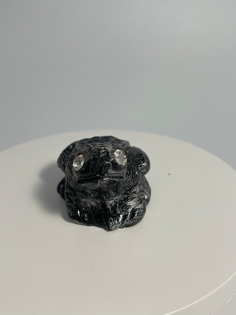 Vintage Plastic Metallic Silver Frog Figurine Gothic Frog Sparkly Eyes ...