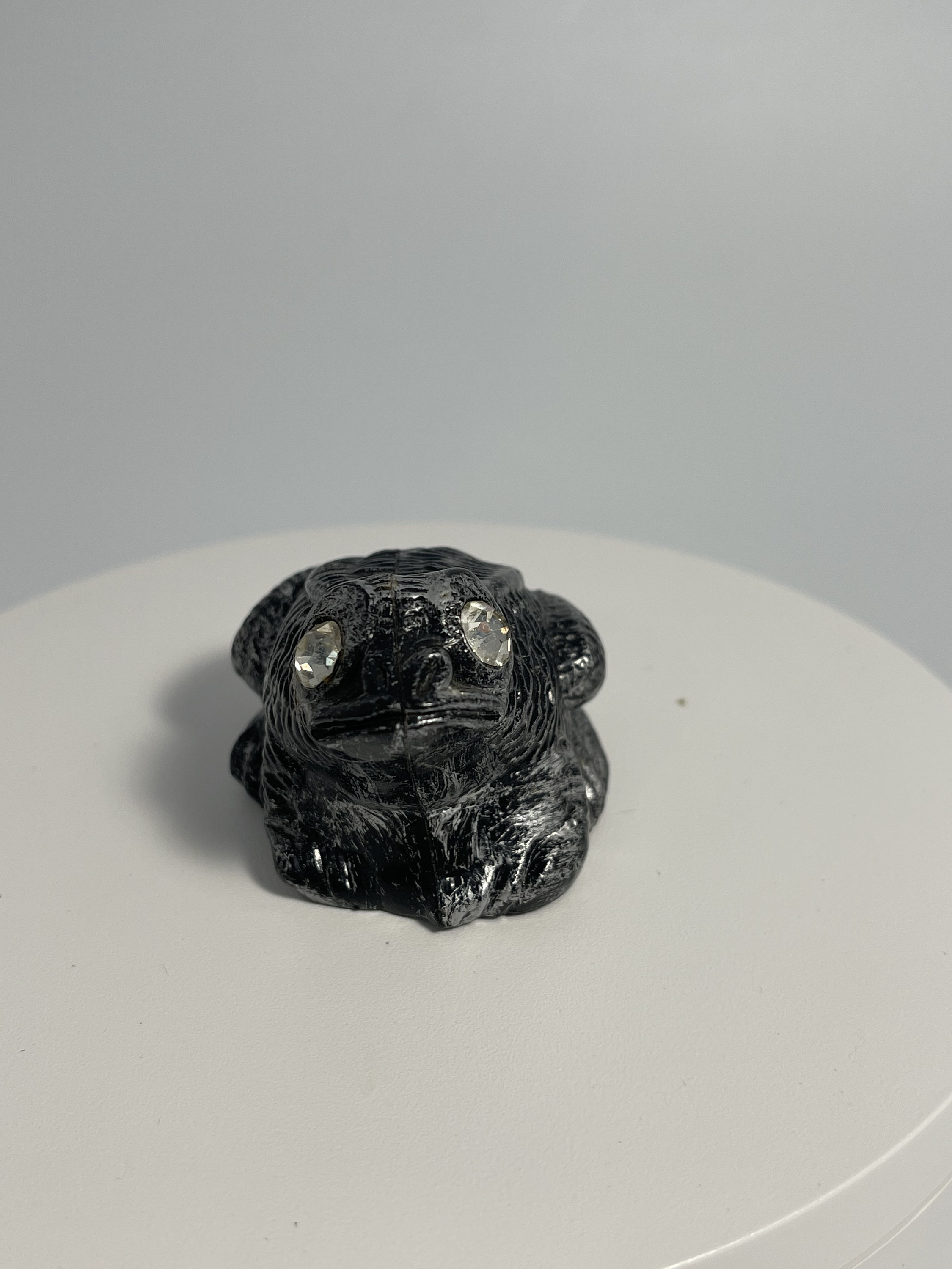 Vintage Plastic Metallic Silver Frog Figurine Gothic Frog Sparkly Eyes ...