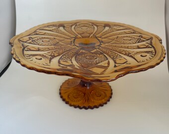 Imperial Glass Amber Cake Stand - Etsy