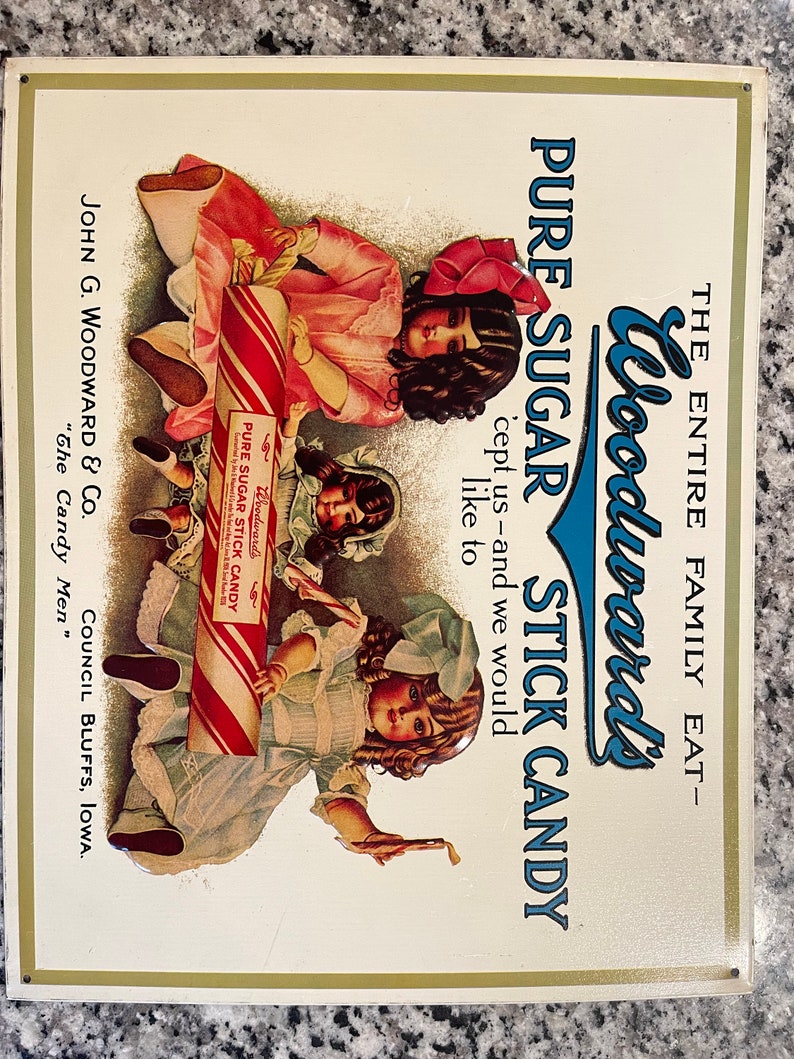 Vintage Woodwards Pure Sugar Stick Candy Metal Ad Sign - Etsy