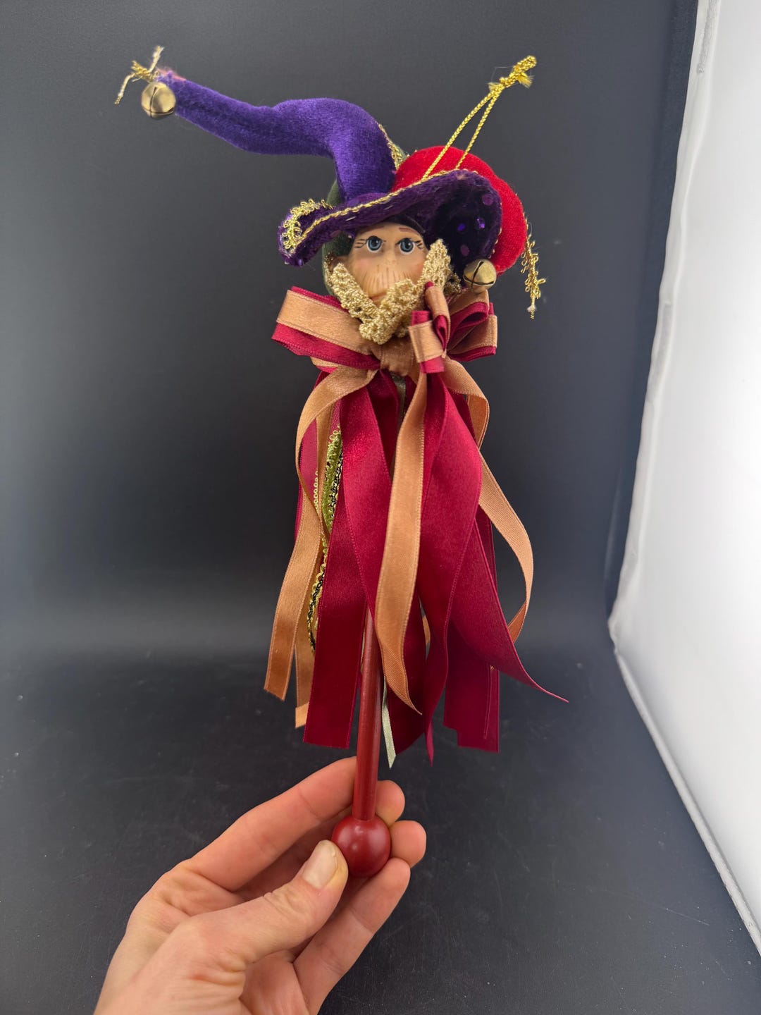 Vintage Monkey Head Jester on Stick Purple Velvet Hat - Etsy